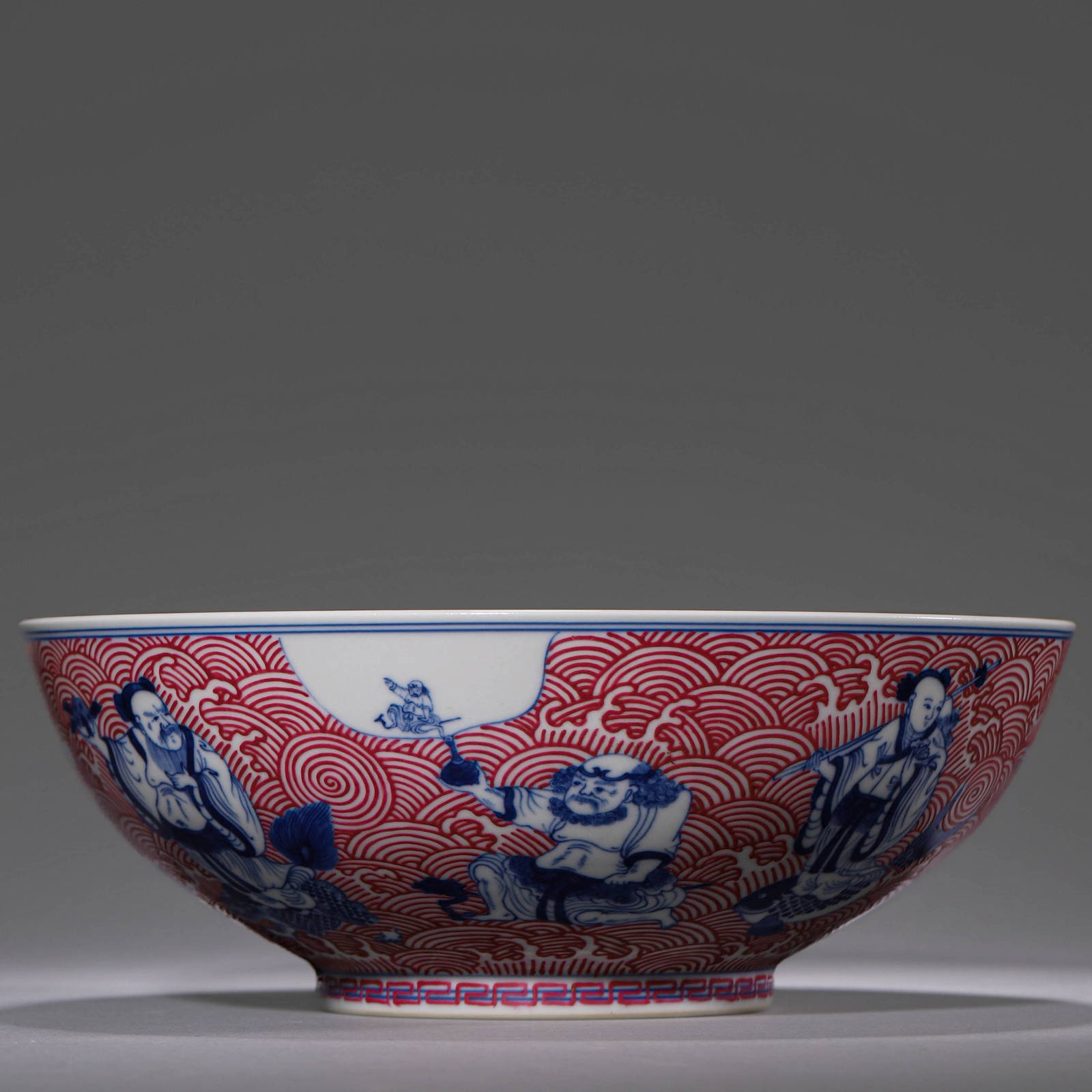 A Blue And White Bowl With Red Narrative Scene, Daoguang Period Auction