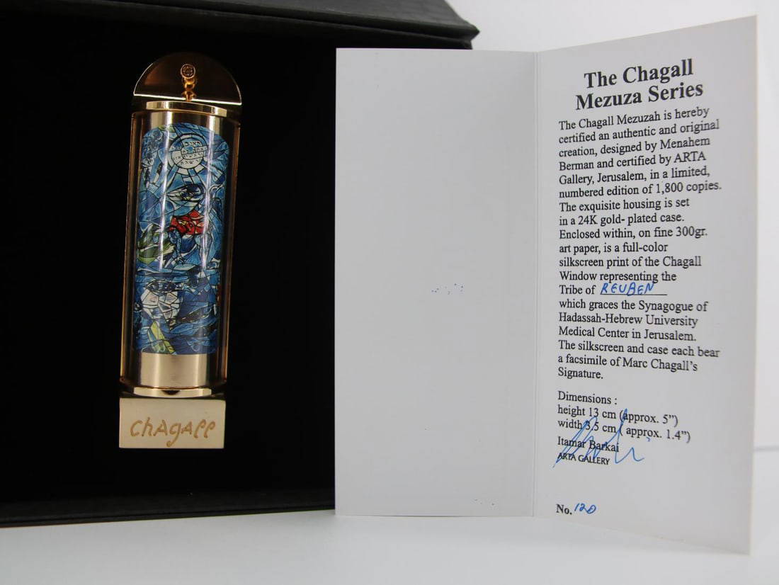 Marc Chagall, 'reuben', 24k Gold Plated Limited Edition Mezuzah W ...