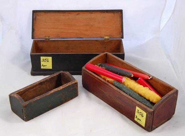Collection Of 3 Wood Boxes (1) Black Painted Box 1