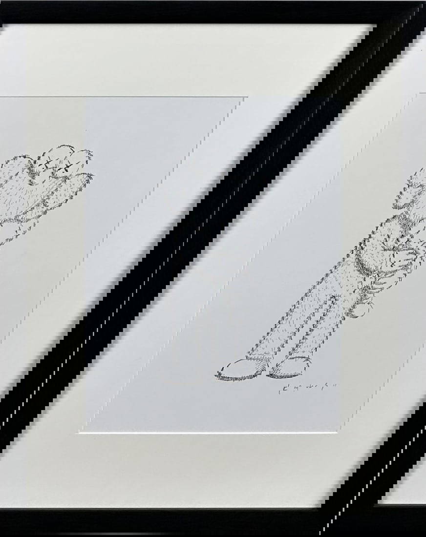 Kaws "untitled" Ink On Paper Signed Unique Auction