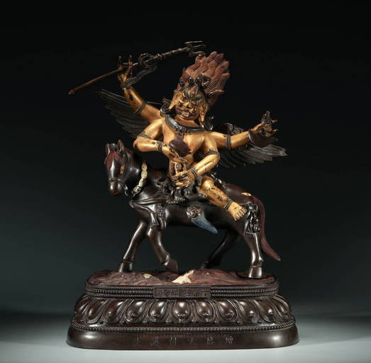 Liupin Buddha Tower Bronze Gilded Zenameza Statue