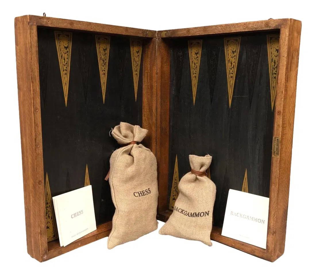 Vintage Maison Nautre French Wood Chess / Backgammon Board Auction