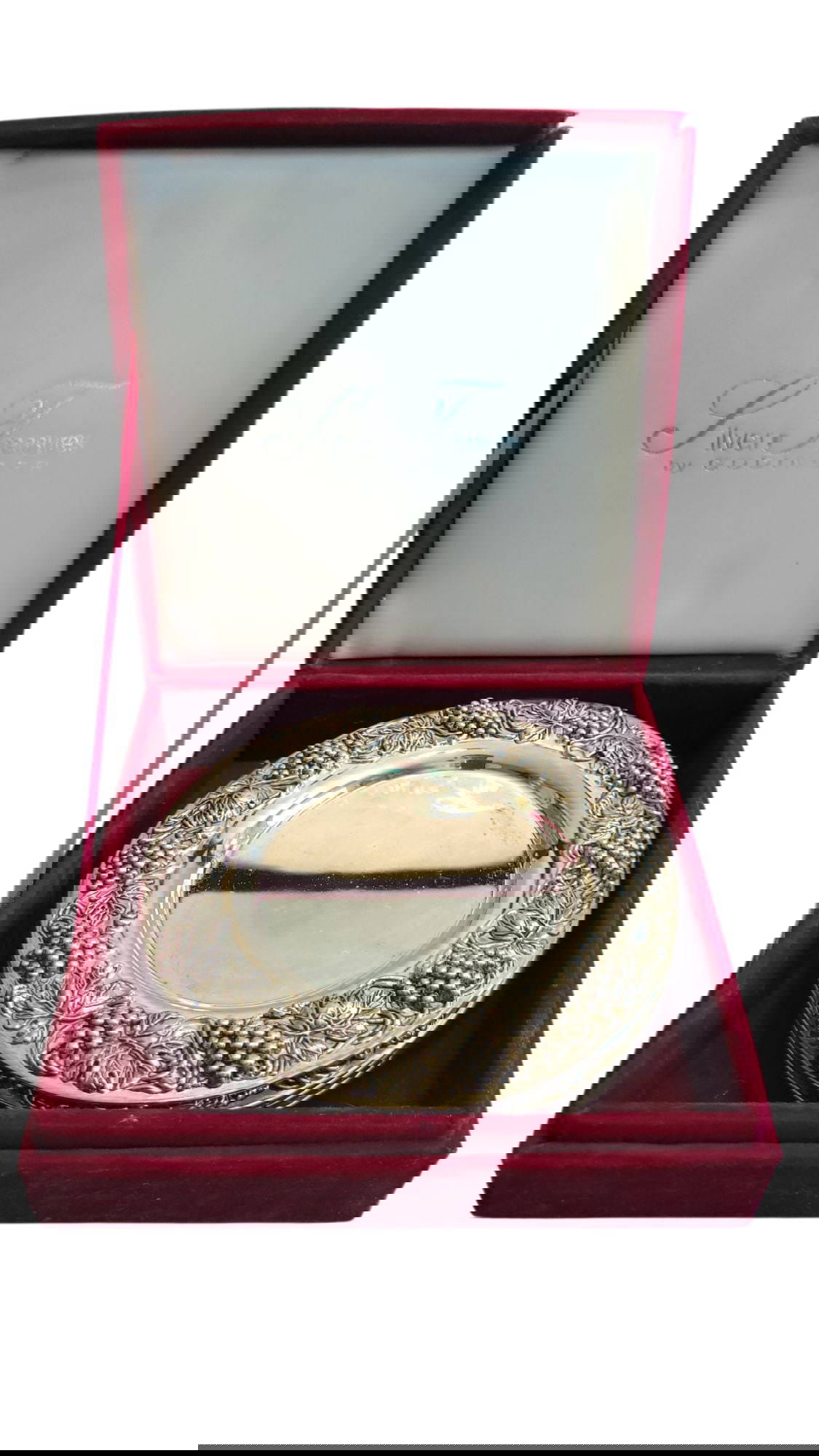 Wine Bottle Coasters Godinger Set Of 4 In Original Box Silver Plate Auction