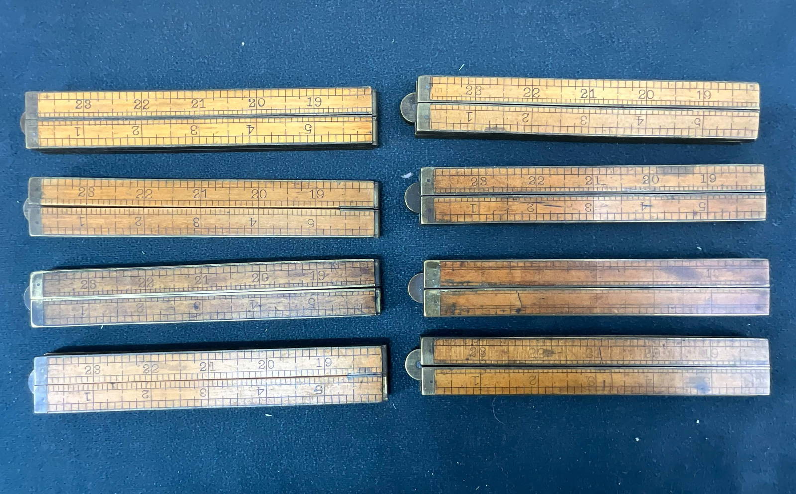 8 Stanley 24" Brass Clad Boxwood Foling Rules Auction