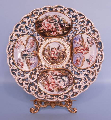 Large Capodimonte Hand Painted Wall Plate