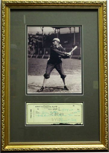 Ty Cobb Signed Check (in Frame With Letter Of Grading & Authenticity)