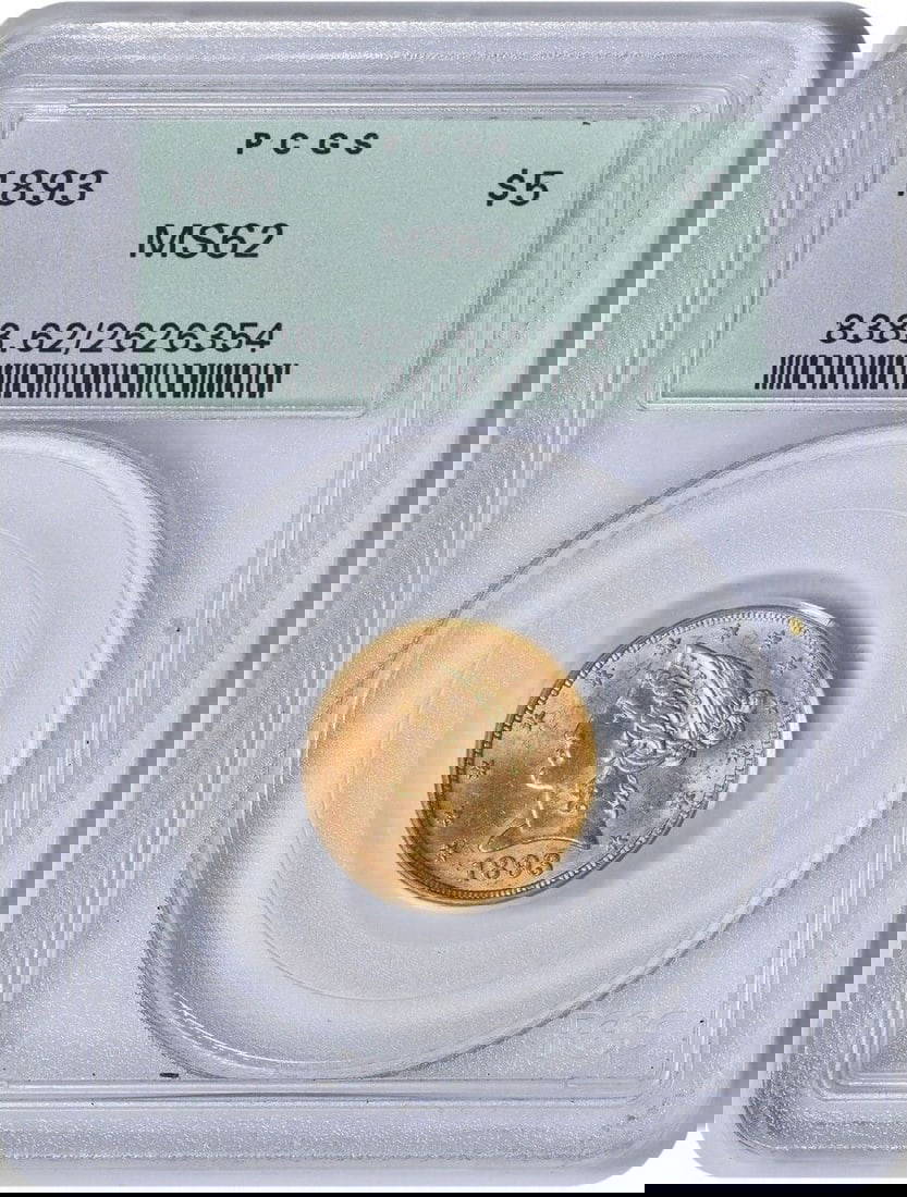 1893 $5 Gold Liberty Head Ms62 Pcgs Auction