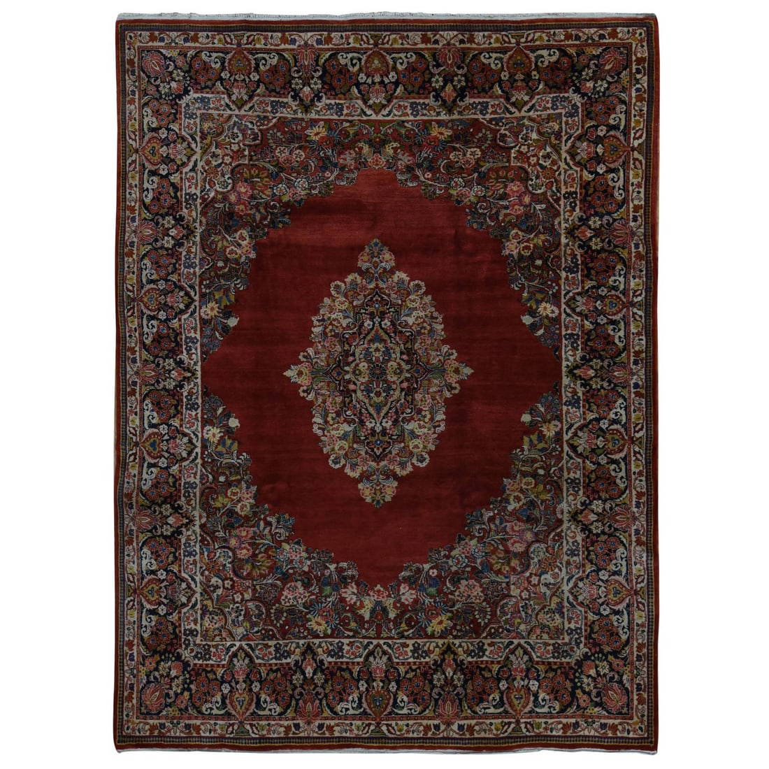 8'8"x11'4" Red Antique Zoroastrian Saroogh Pure Wool Hand Knotted Rug ...