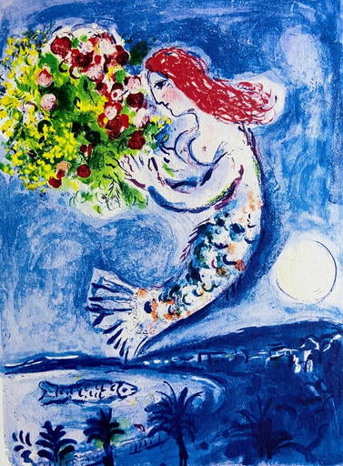 Marc Chagall Lithograph 'mermaid On The French Riviera' 1975
