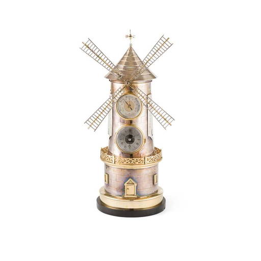 French Industrial Automaton Windmill Clock, By Guilmet