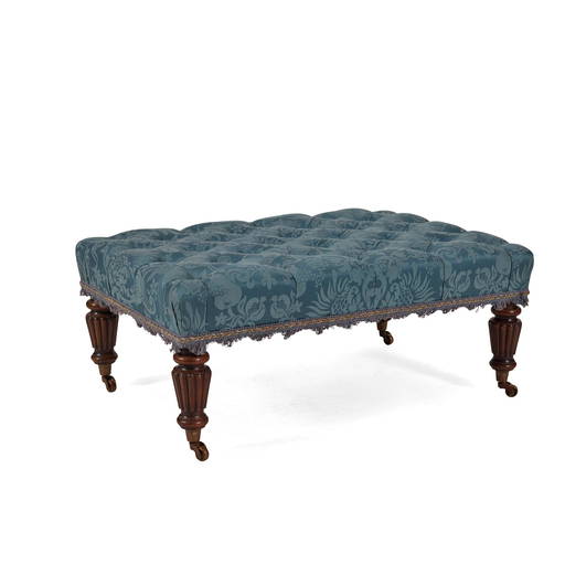 Regency Style Mahogany Upholstered Footstool 20th
