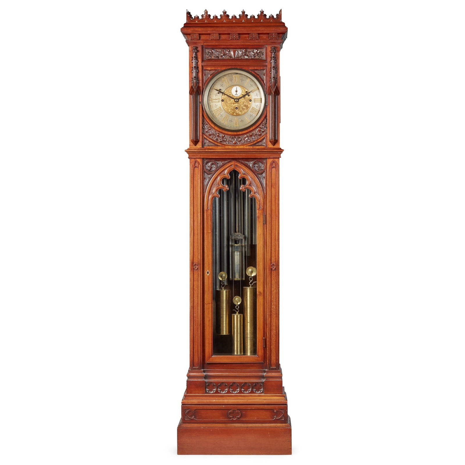 Victorian Carved Oak Gothic Style Chiming Longcase Clock 19th Century ...