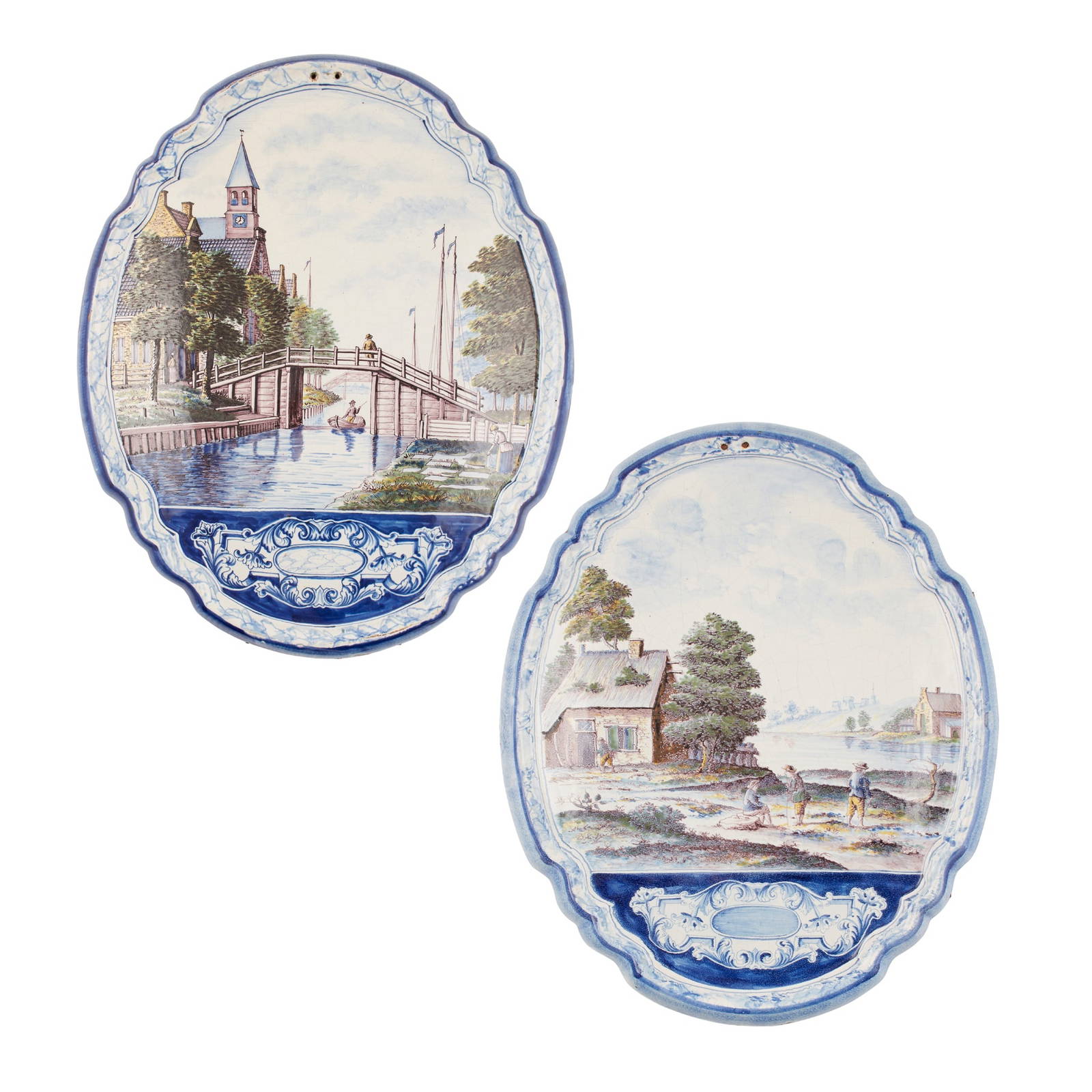Pair Of Makkum Polychrome Delft Wall Plaques Late 19th Century Auction