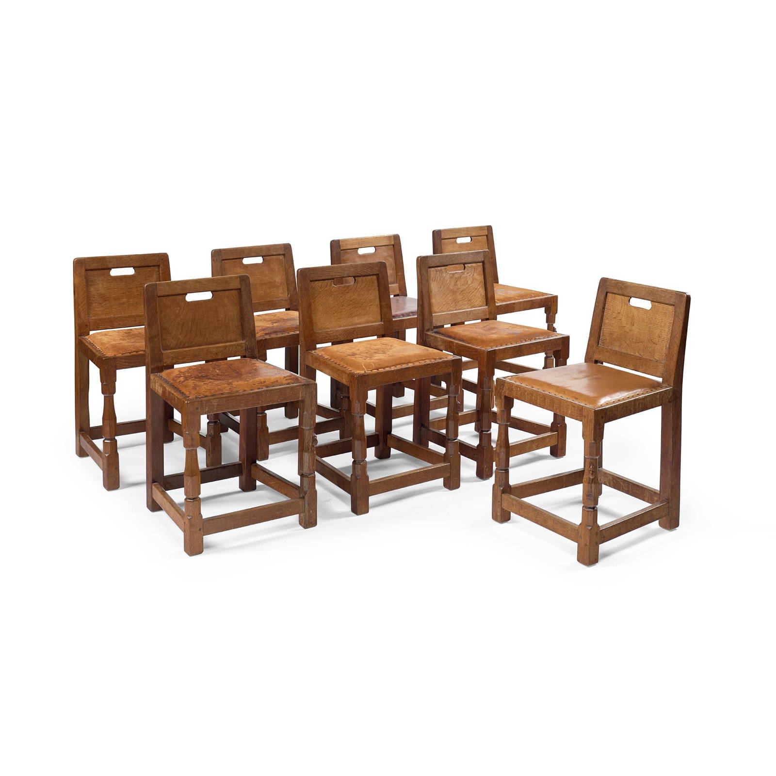 Robert ‘mouseman’ Thompson (1876-1955) Set Of Eight Dining Chairs, 1950 ...