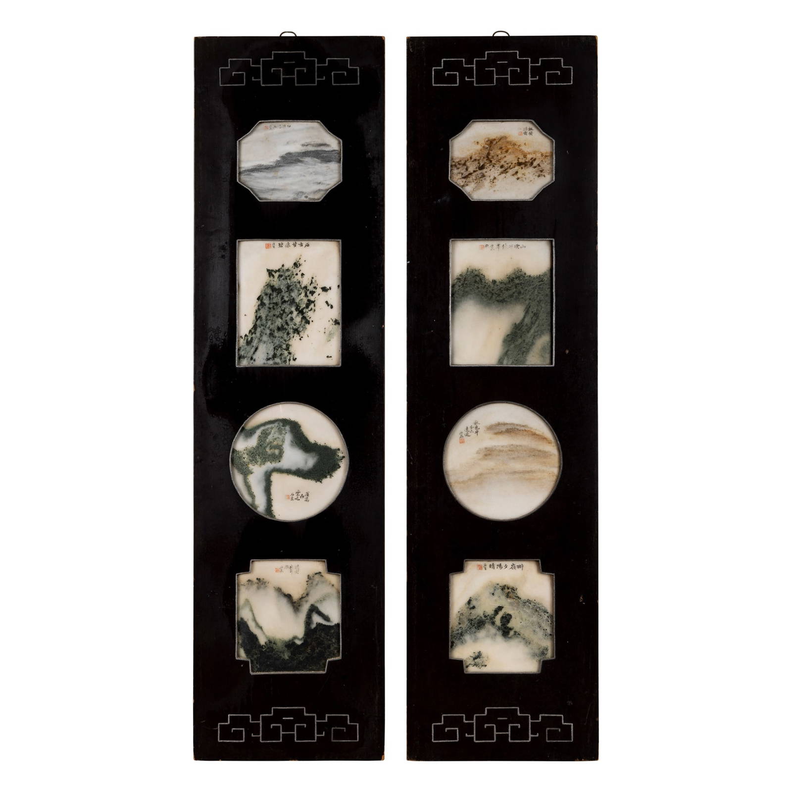 Pair Of 'dreamstone' Marble Inset Panels Late Qing Dynasty To Republic ...