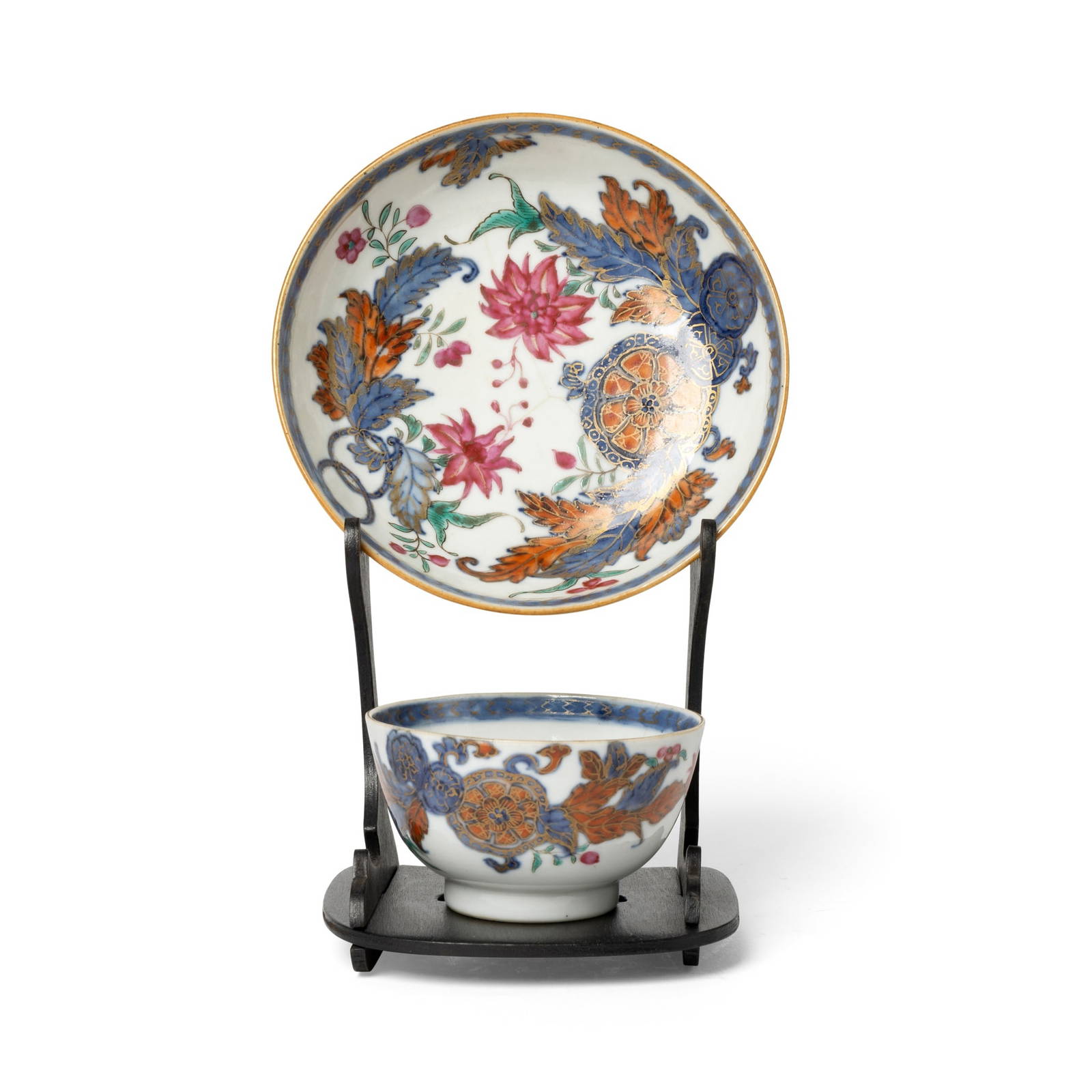 Set Of Two 'pseudo-tobacco Leaf' Cup And Saucer Qing Dynasty, Qianlong ...