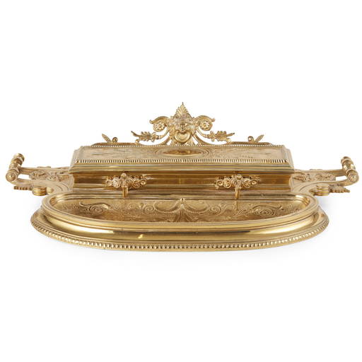 Victorian Lacquered Brass Inkstand