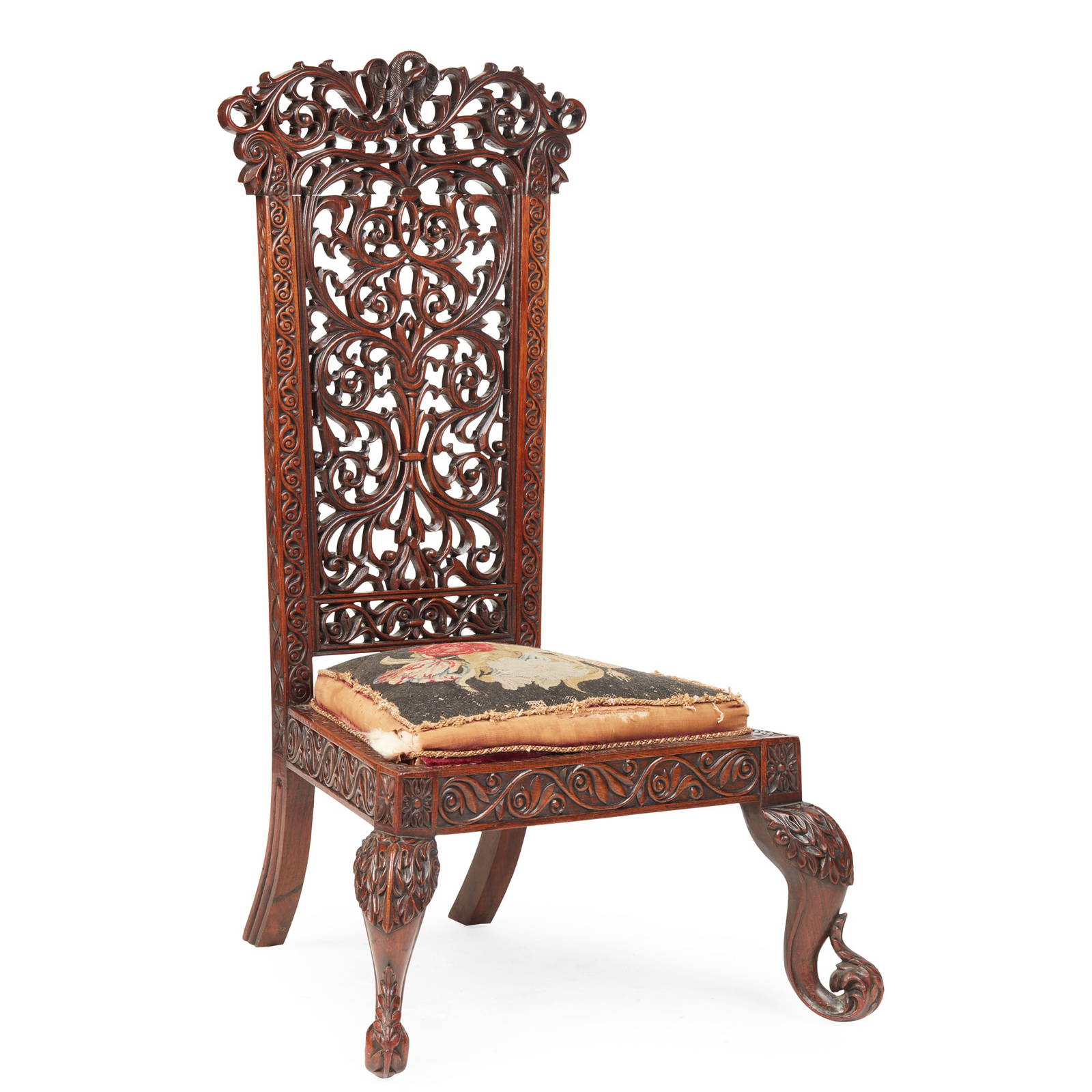 Anglo-indian Carved Padouk Side Chair Auction