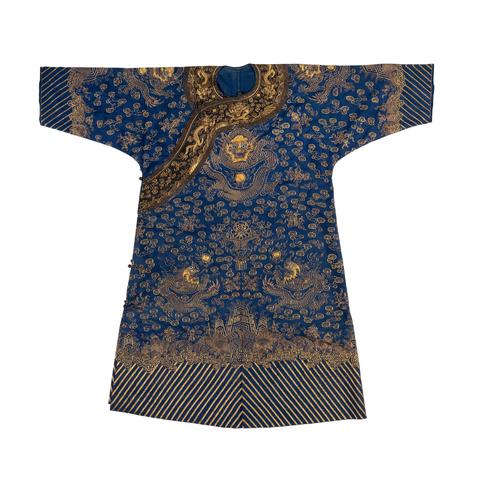 Blue-ground Gold-couched 'nine-dragons' Robe, Jifu Auction