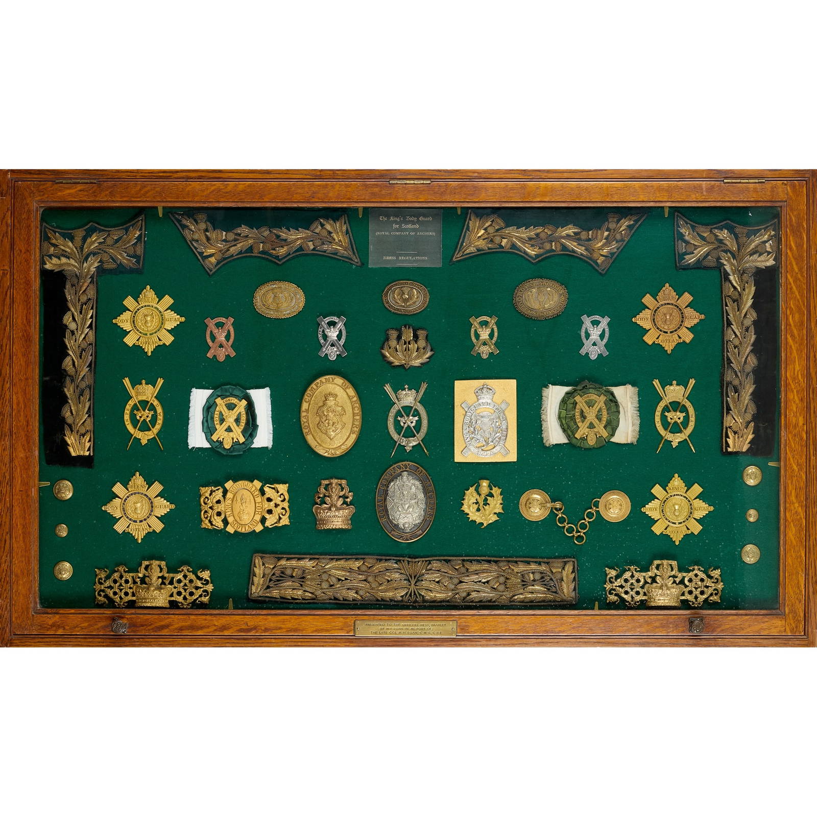 Royal Company Of Archers - An Impressive Framed Display Of Insignia Auction