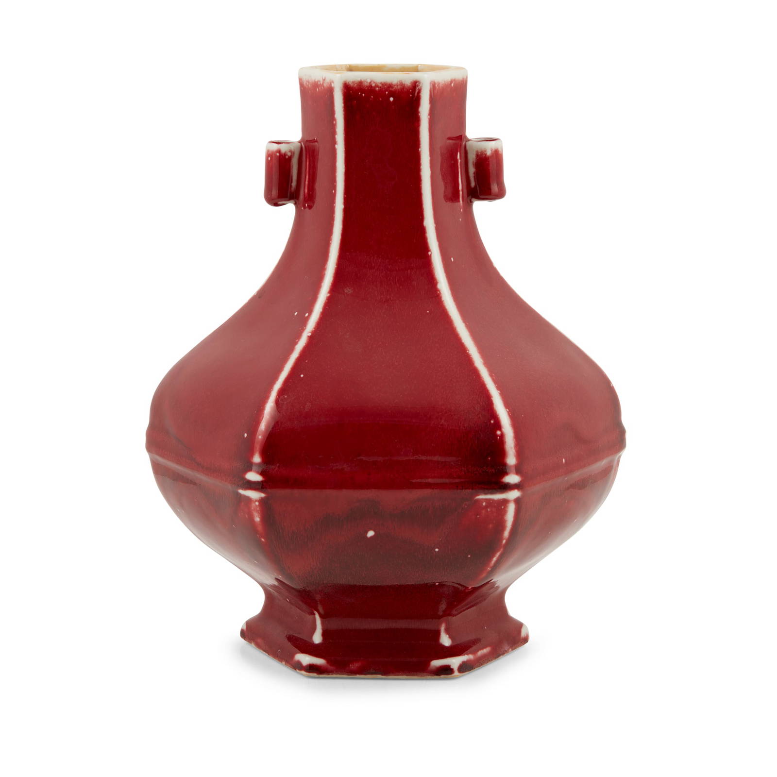 Hexagonal Copper-red Vase Auction