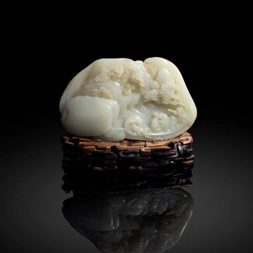 Chinese Finely Carved White Jade 'red Cliff' Boulder