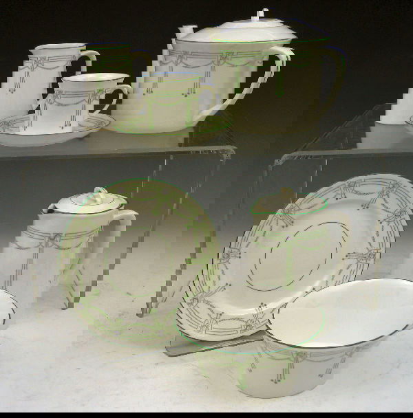 1075: A Foley Art China 'Peacock Pottery' tea service