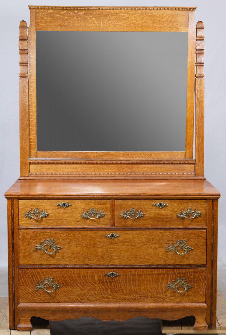 Tiger Oak Dresser with Mirror