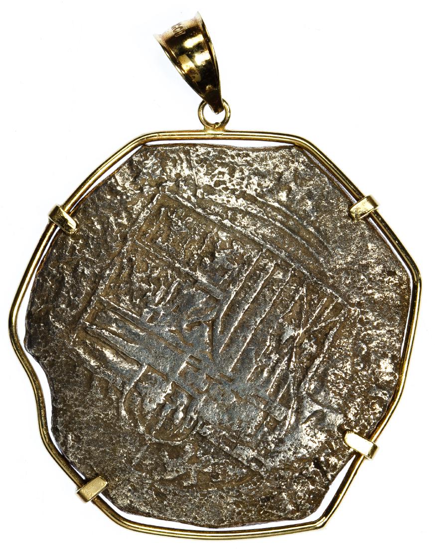 Spain: Atocha Shipwreck Coin in 14k Gold Bezel