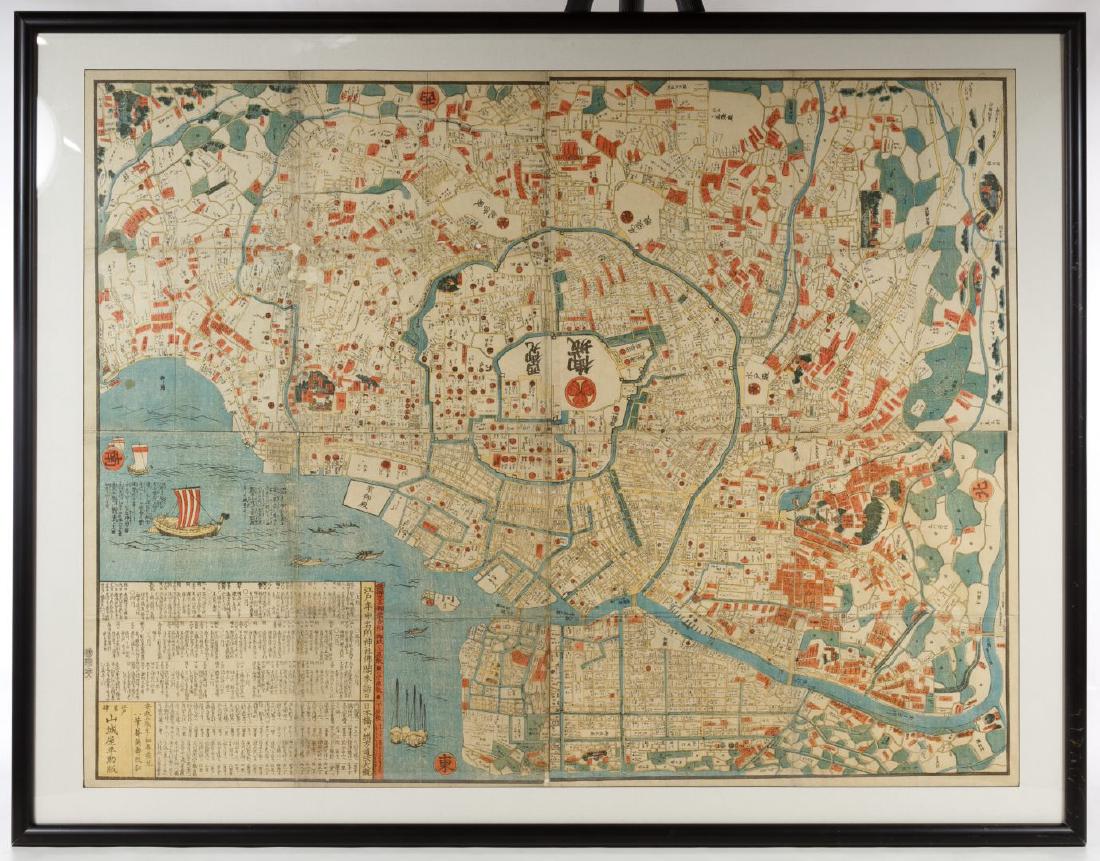 Hand Colored 'Edo (Tokyo)' Map