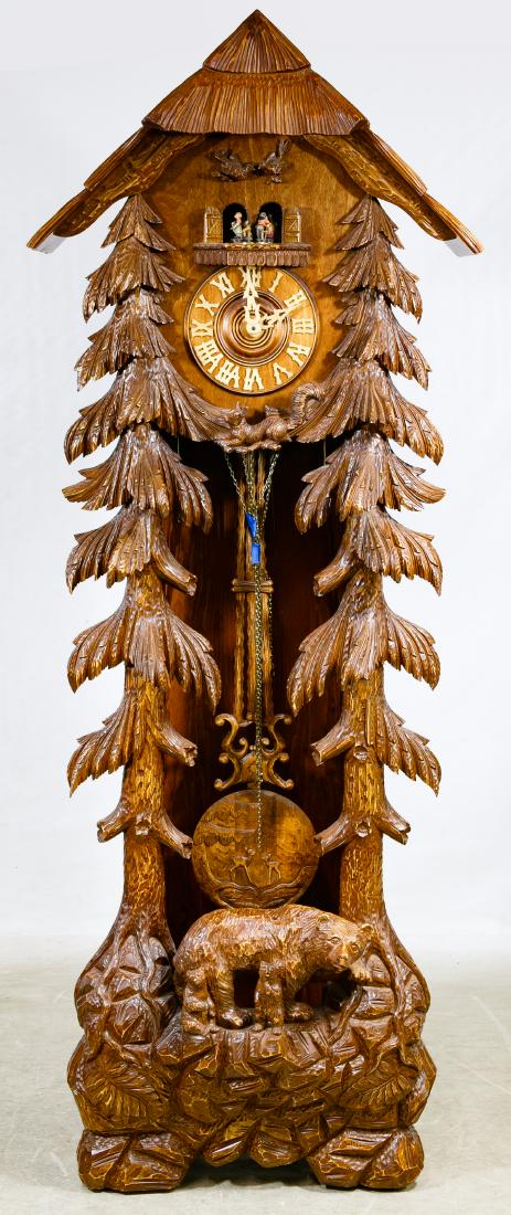 Kieninger Mahogany Grandfather Cuckoo Clock