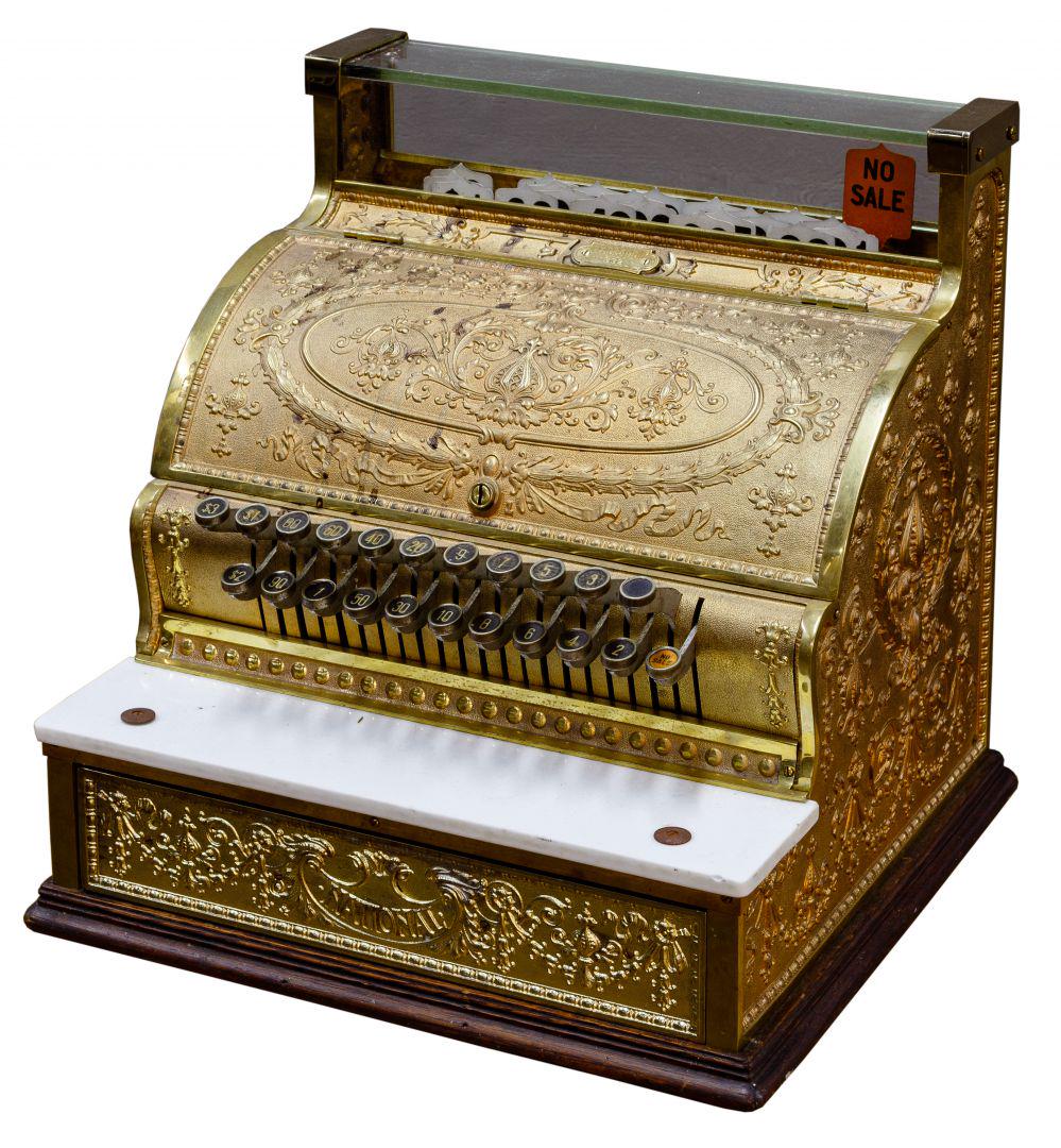 National #332 Brass Cash Register - Nov 10, 2019 | Leonard Auction, Inc ...