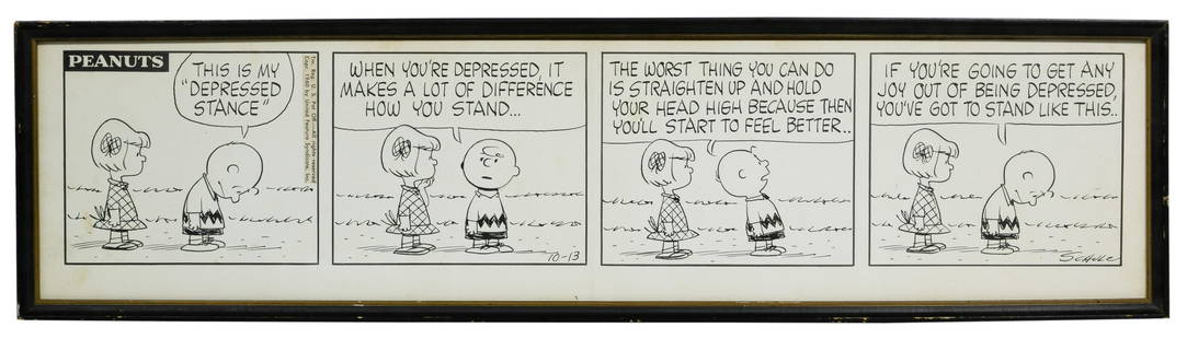 Original Peanuts Comic Strip Charles Schulz 1960