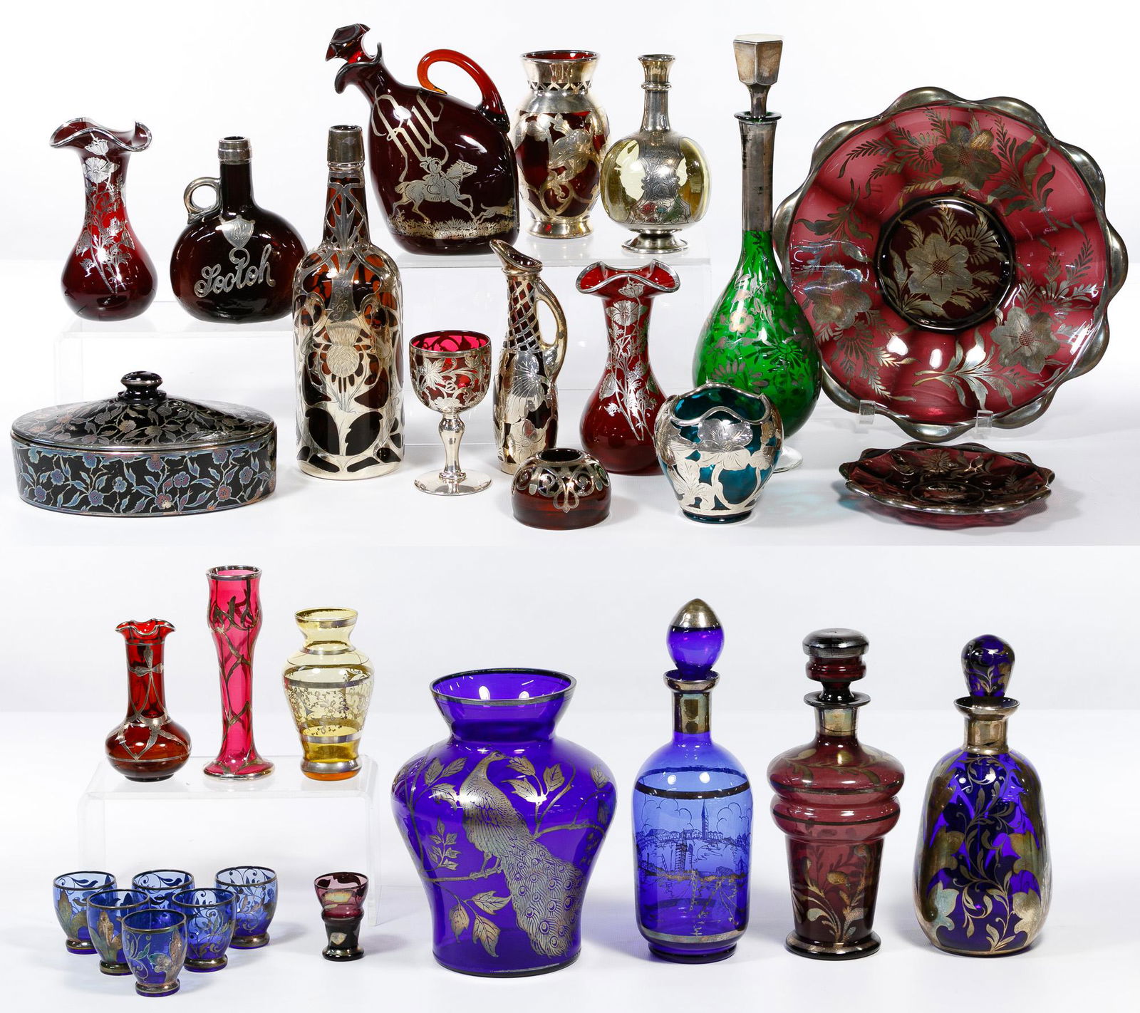 Sterling Silver Overlay Art And Venetian Glass