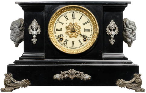 Ansonia Clock Lion Head Mantel Clock