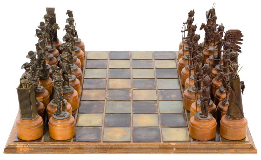 Charles Pratt (american, B.1937) 'cowboys And Indians' Copper Alloy ...