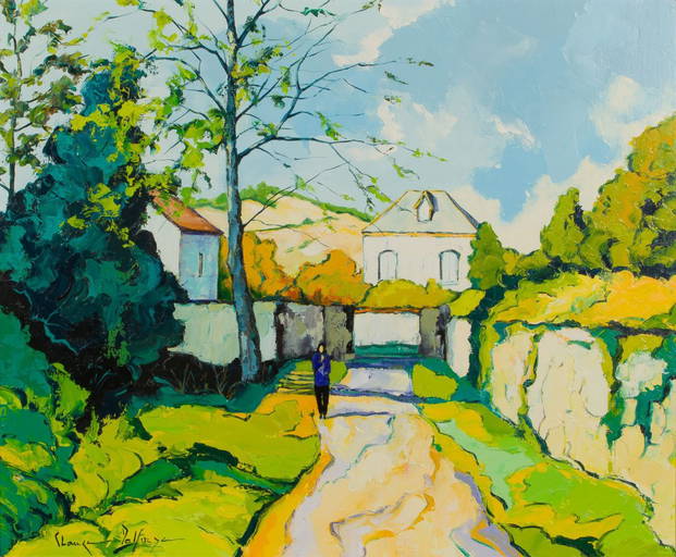 Claude Del Forge (french, B.1956) 'le Promeneur' Oil On Canvas