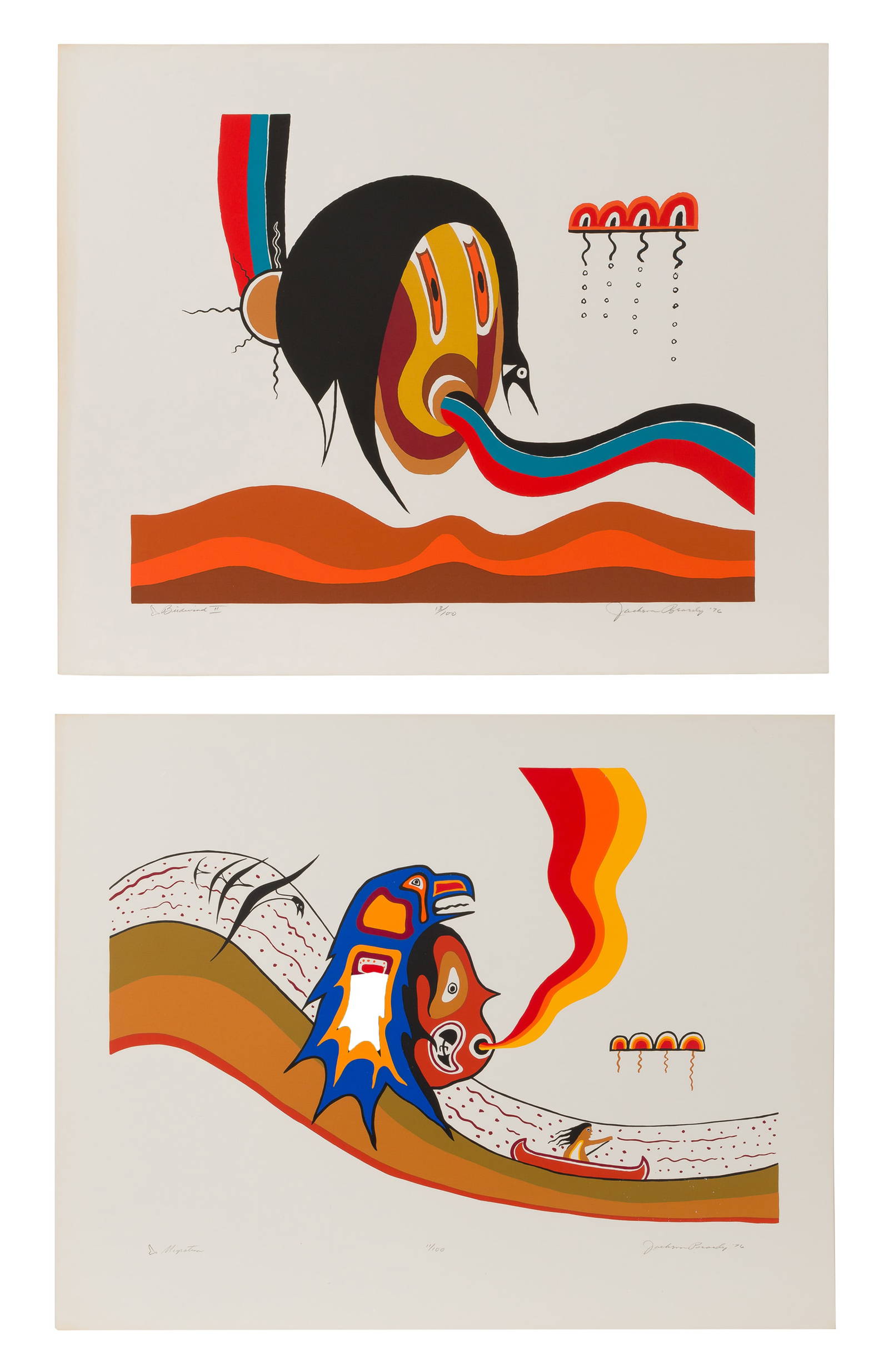 Jackson Beardy (canadian, 1944-1984) Serigraphs Auction