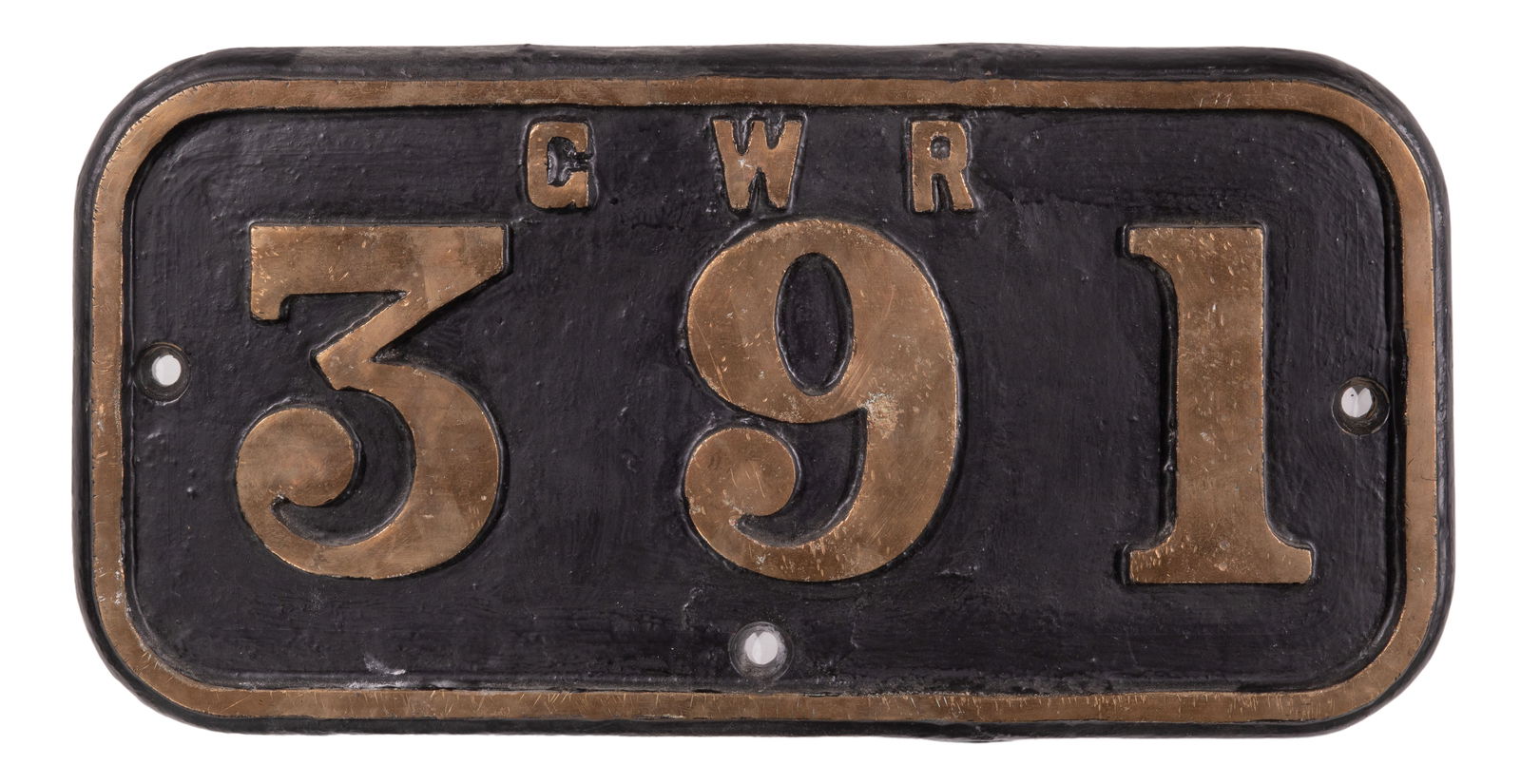 Gwr Brass Cabside Numberplate 391 Ex Standard Goods Class 0-6-0 Auction