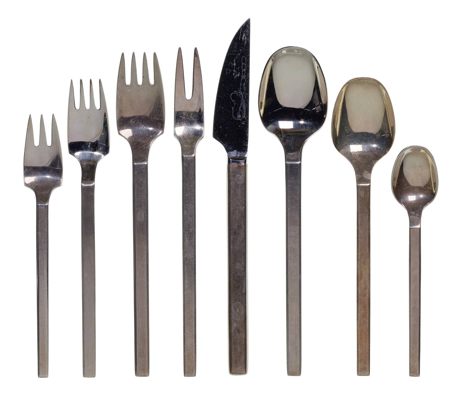 Rosenthal Linear Mcm Silverplate Flatware Service Auction
