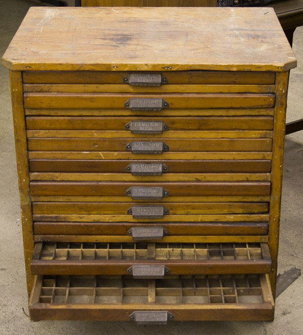 Hamilton Mfg. Co. Letterpress Typesetter Drawers