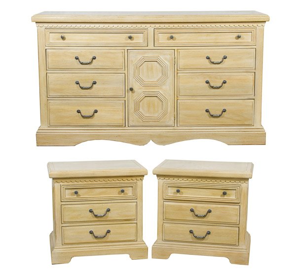 White Washed Oak Dresser and Night Stands by Lexington