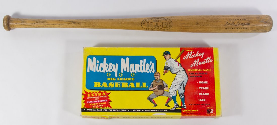 Mickey Mantle Board Game and Bat
