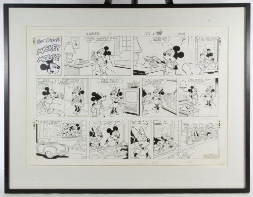 Walt Disney 'mickey Mouse' Three Panel Comic Strip