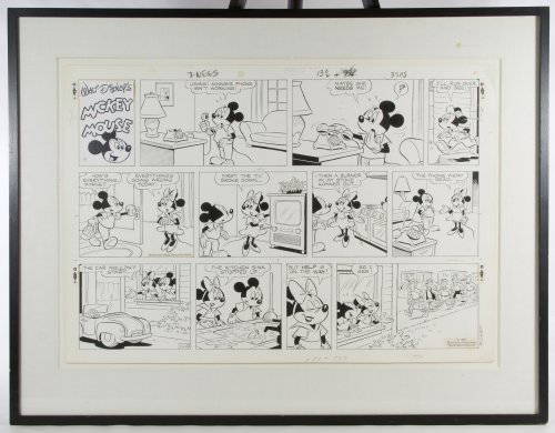 Walt Disney 'mickey Mouse' Three Panel Comic Strip