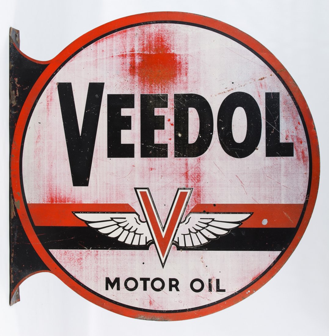 Painted Metal Veedol Oil Sign by Stout Sign Co.