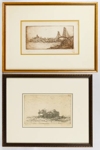 Partee (20th Century) 'golden Gate Bridge' Etching