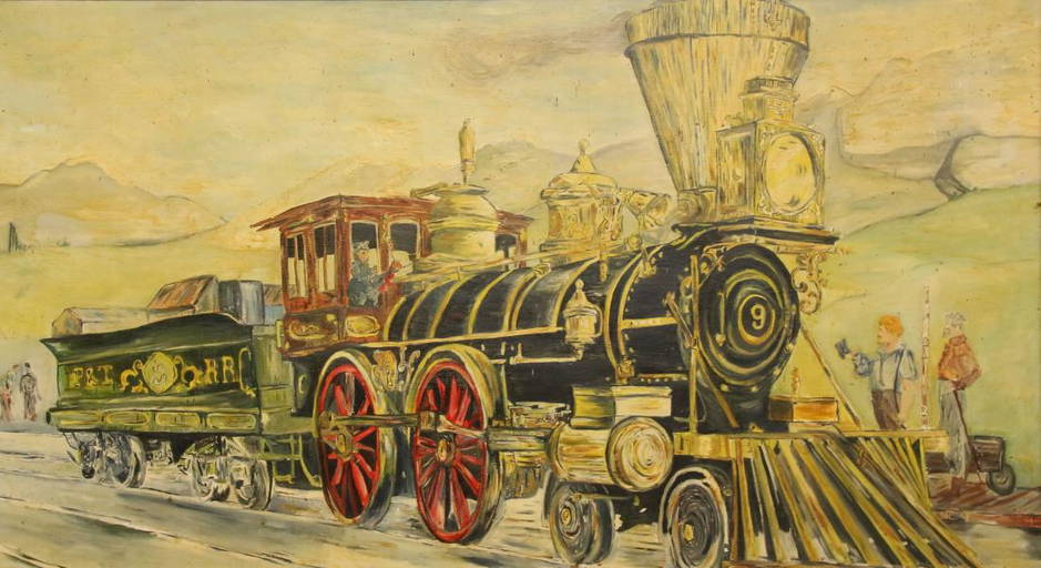 Large Steam Engine Painting