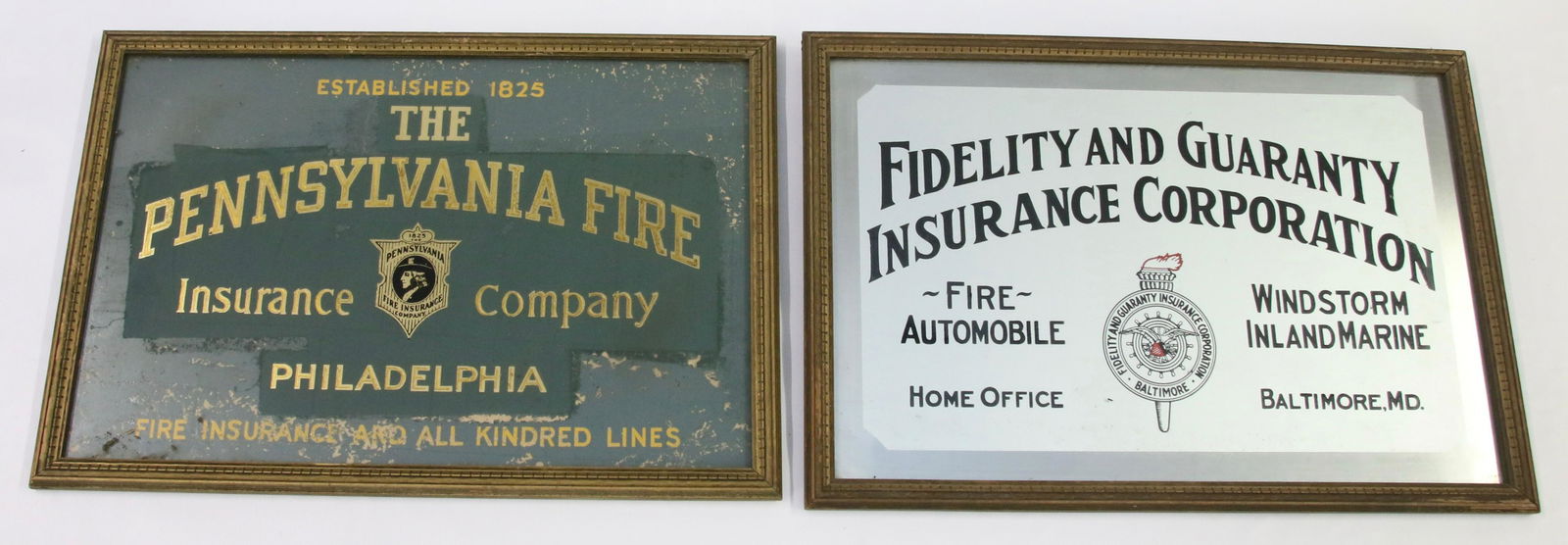 PAIR OF VINTAGE INSURANCE SIGNS - Feb 17, 2020 | Hartzell's Auction ...