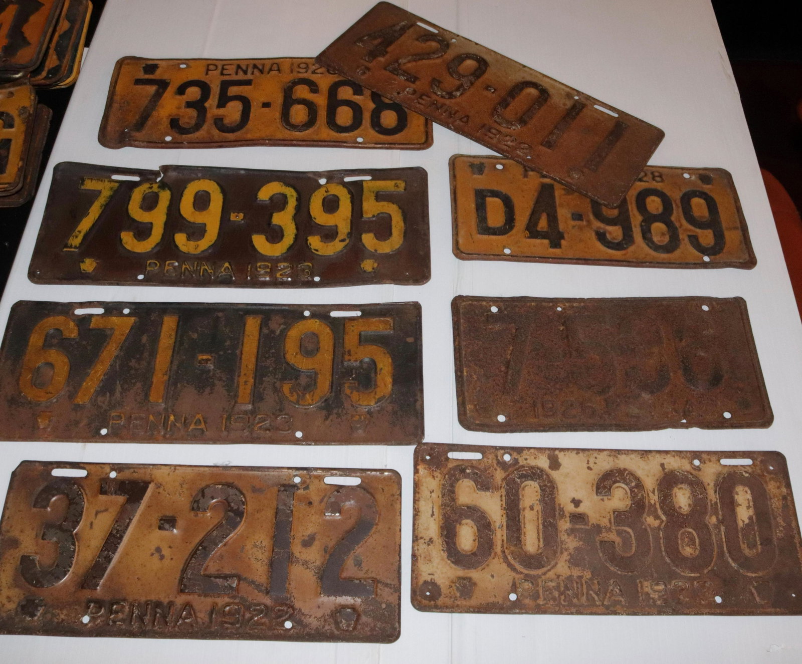 Group Lot Of 1920s Pennsylvania License Plates